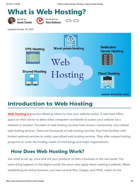 What Is Web Hosting Working Types Of Web Hosting Download Free Pdf World Wide Web