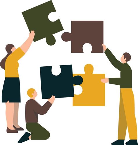 Teamwork Concept People Connecting Jigsaw Puzzle Pieces Vector Illustration 22182171 Vector