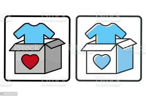 옷 기부 아이콘 그림입니다 옷이 든 상자 자선과 관련된 아이콘입니다 선형 색상 아이콘 스타일 투 톤 간단한 벡터 디자인 편집