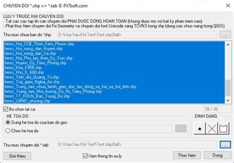 Biên Tập Bản đồ Tool Pxtsoft Chuyển đổi Shp Sang Tab