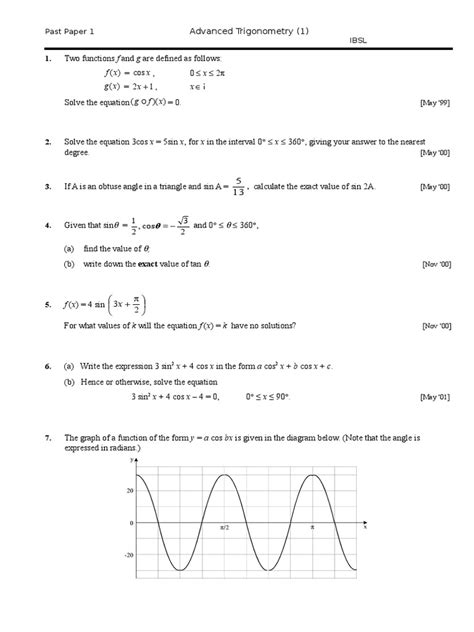 10 Advanced Trigonometry Part 1 Pdf Sine Trigonometric Functions