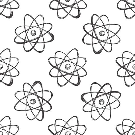 Premium Vector Detailed Retro Style Atomic Structure Seamless Pattern Vintage Sketch Drawing