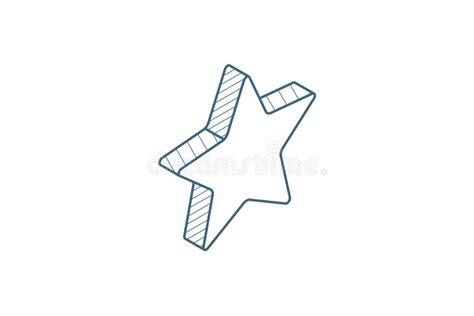 Five Pointed Star Bookmark Isometric Icon 3d Line Art Technical Drawing Editable Stroke