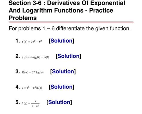Solved Section 3 6 Derivatives Of Exponential And
