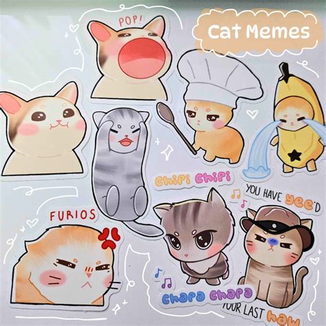 Cute Tiktok Cat Meme Stickers Kawaii Funny Tik Tok Sticker For Planners