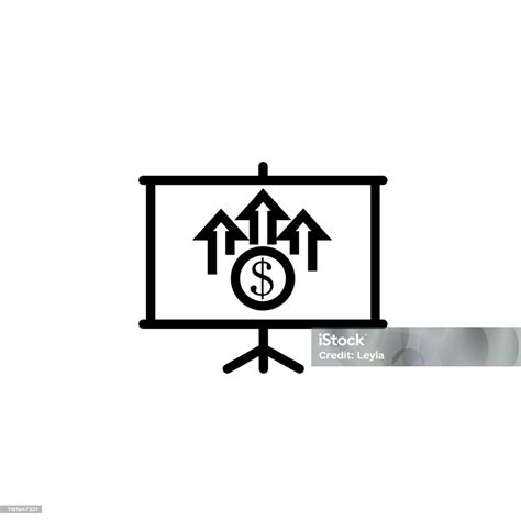 재무 보고서 프레젠테이션 라인 아이콘입니다 그래프 보고서와 달러 동전 벡터 윤곽 선 기호와 칠판 0명에 대한 스톡 벡터 아트 및 기타 이미지 Istock