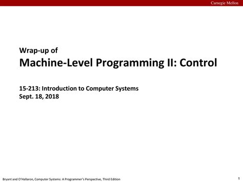 Carnegie Mellon Wrap Up Of Machine Level Programming Ii Control