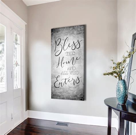 Christian Wall Art Bless This Home And All Who Enters V3 Wood Frame