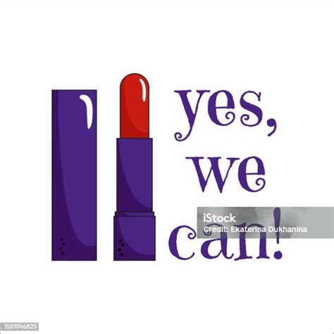 페미니즘의 상징 글자가 새겨진 빨간 립스틱 그래 우리는 할 수있어 여성 권리의 날 세계 여성의 날 흰색 배경 0명에 대한 스톡 벡터 아트 및 기타 이미지 Istock