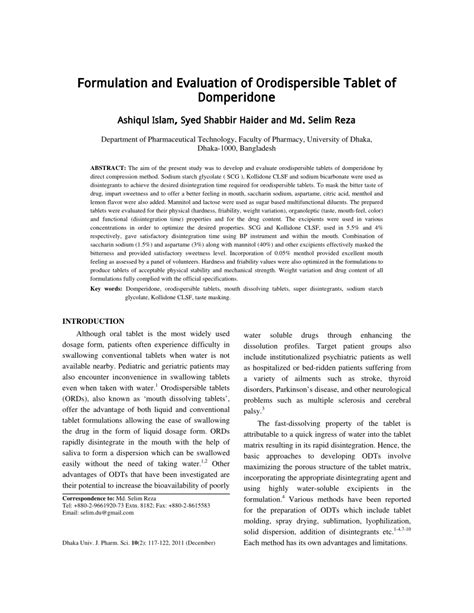 Pdf Formulation And Evaluation Of Orodispersible Tablet Of Domperidone