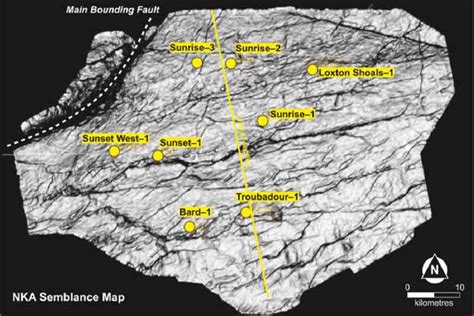 Nka Semblance Map Dark Lines Are Faults And The Interpreted Fault