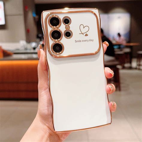 For Samsung Galaxy S Ultra Phone Case For Women Girls Double Love Hearts Print Designing Wavy