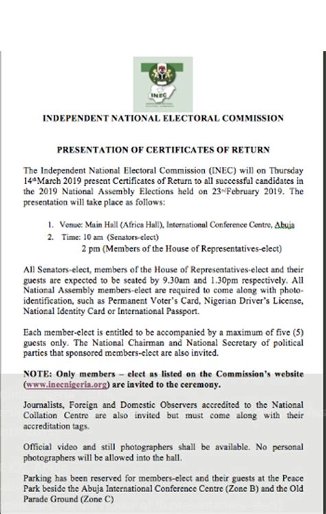 Inec To Present Certificates Of Return To Nass Members Elect On March