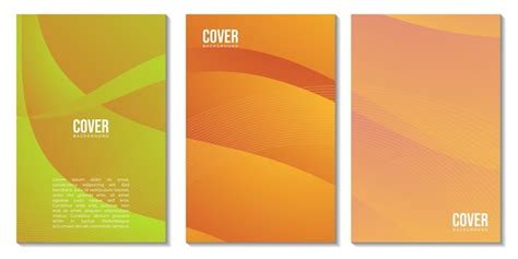 Premium Vector Set Of Covers With Abstract Orange Colorful Wave Gradient Background Vector