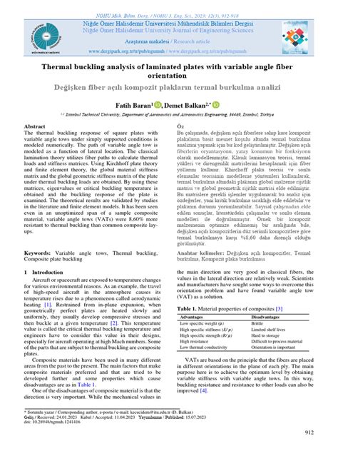 Thermal Buckling Analysis Of Laminated Plates With Variable Angle Fiber Orientation Pdf