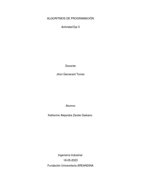Algoritmos De Programación Eje 3 Pdf C Programación De Computadoras
