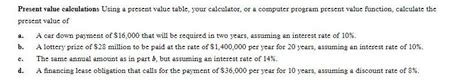 Solved Present Value Calculations Using A Present Value Chegg Com