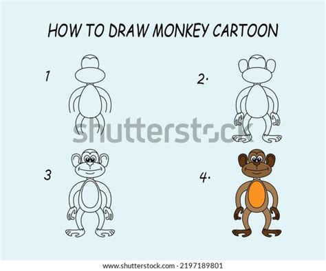원숭이를 그리기 위해 단계별로 원숭이 그리기 스톡 벡터로열티 프리 2197189801 Shutterstock