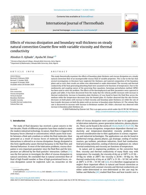Pdf Effects Of Viscous Dissipation And Boundary Wall Thickness On