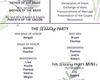 Items Similar To Simple Elegant Wedding Ceremony Program DIGITAL FILE On Etsy