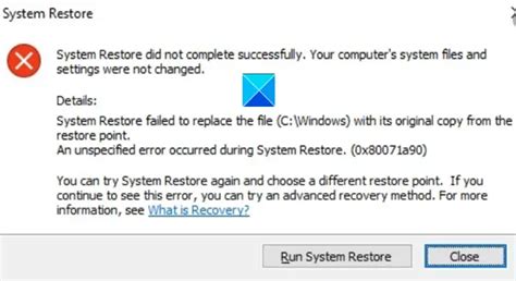 error 0x80071a90 system restore did not complete successfully