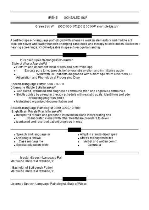 Professional Speech Language Pathologist Resume Examples