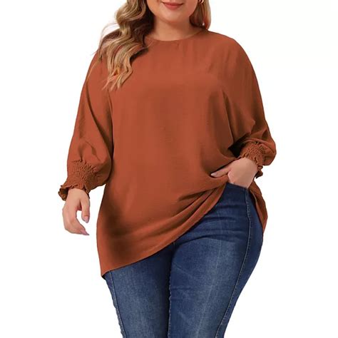 Plus Size Chiffon Tops For Women Batwing Ruffle Long Sleeve Casual
