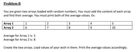 solved problem b you are given two arrays loaded with random