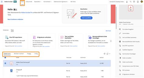 Verwalte In Adobe Document Cloud Gespeicherte Dateien Und Arbeite Mit