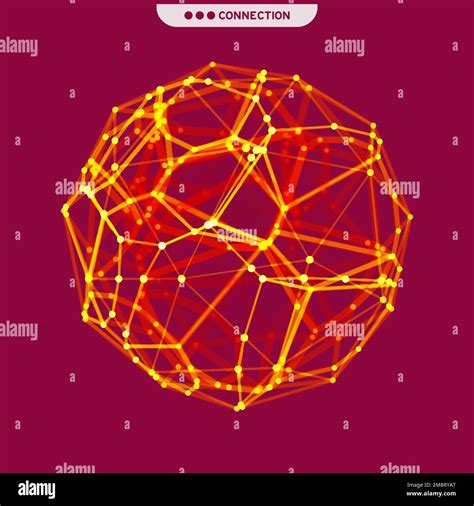 Sphere 3d Vector Wireframe Object Illustration With Connected Lines And Dots Abstract Grid