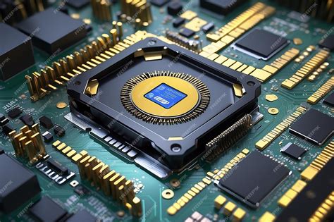 Premium Photo View Of A Cpu Processor Chip With A Gear And Network