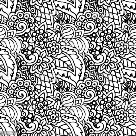 벡터 손으로 그린 선 원활 한 그림의 추상적 인 색깔의 꽃과 잎 0명에 대한 스톡 벡터 아트 및 기타 이미지 0명 꽃 식물