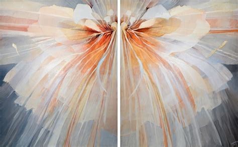 Flower Diptych Painting 2 Panels Modern Abstract Art