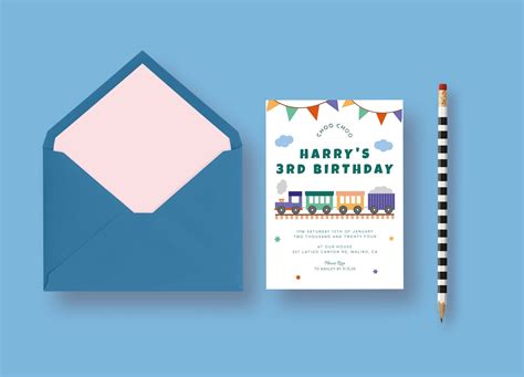 Train Birthday Invitation Template Editable Train Party Invitation