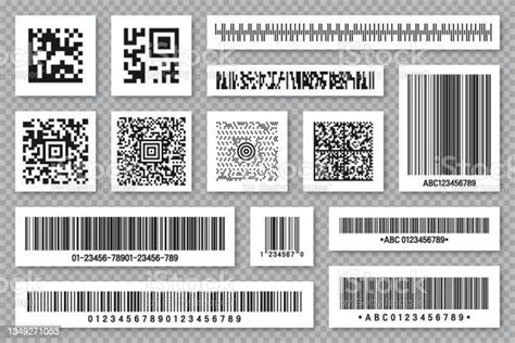 제품 바코드 및 Qr 코드 집합입니다 식별 추적 코드입니다 일련 번호 디지털 정보가있는 제품 Id 상점 이나 슈퍼마켓 스캔 라벨 가격 태그 벡터 일러스트레이션 일련번호에