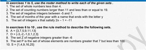 Solved In Exercises 1 To 5 Use The Roster Method To Write Each Of