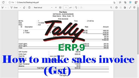 Tally Erp 9 How To Create Gst Sales Invoice In Tally How To Make