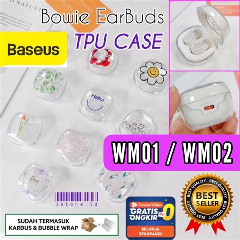 Jual Free Hook Baseus Bowie Wm Wm Tws Tpu Case Silicone Clear Motif Lucu Bunga Kartun