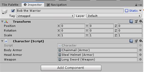 c how do i organize nested classes to be references in unity