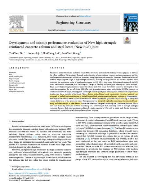 Development And Seismic Performance Evaluation Of New High Strength