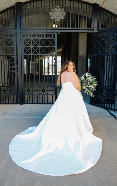 Plus Size Simple Silk A Line Wedding Dress True Society Bridal