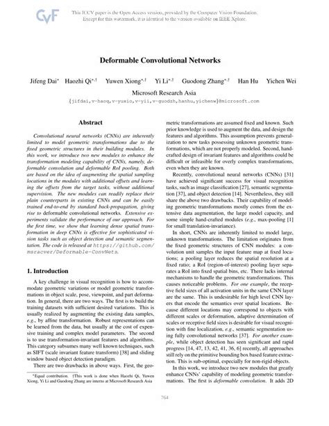 Pdf Deformable Convolutional Networks Dai