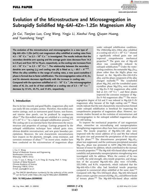 Pdf Evolution Of The Microstructure And Microsegregation In