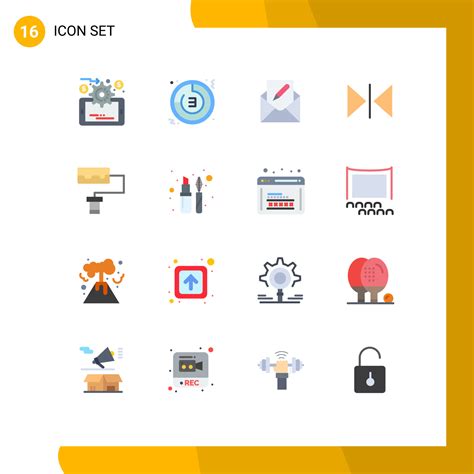 16 User Interface Flat Color Pack Of Modern Signs And Symbols Of Roller Mirror Compose