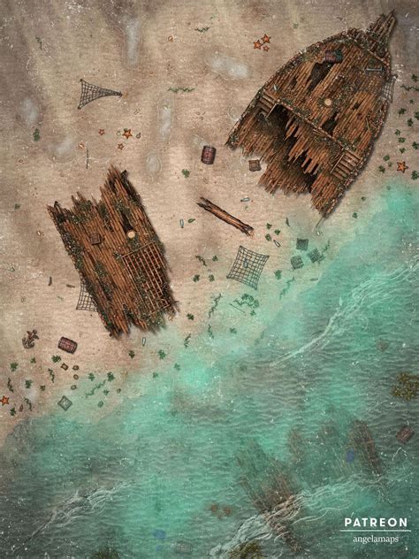 Beach Shipwreck Battlemap From Angela Maps 4 Versions Animated Art Rinkarnate