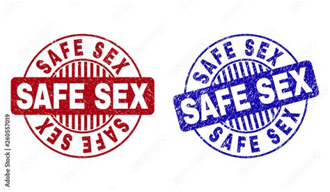 Vecteur Stock Grunge SAFE SEX Round Stamp Seals Isolated On A White Background Round Seals With