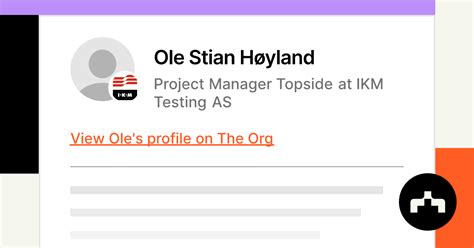 Ole Stian Høyland Project Manager Topside At Ikm Testing As The Org