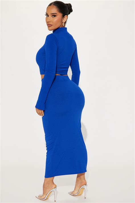 Modern Day Chic Ribbed Skirt Set Blue Fashion Nova Matching Sets Fashion Nova