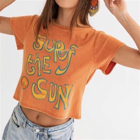 Orange Cropped Graphic Tee Have In Xs And Small Depop
