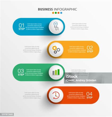 4가지 옵션이 있는 인포그래픽 비즈니스 디자인 벡터 템플릿 차트에 대한 스톡 벡터 아트 및 기타 이미지 차트 층계 0명 Istock